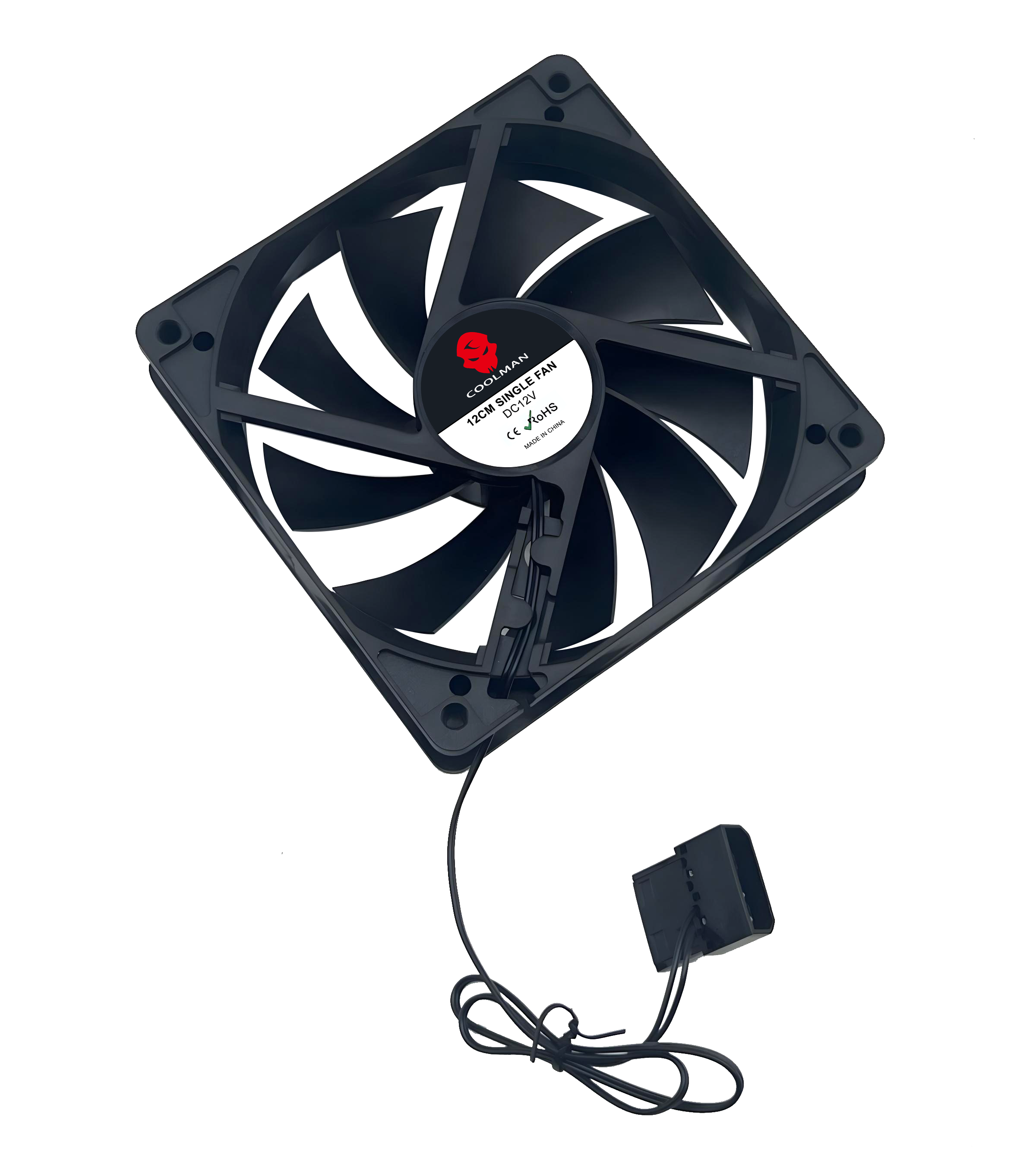 COOLMAN SINGLE FAN 12CM | 4-PIN MOLEX CONNECTOR | BLACK | 6 MONTHS WAR – Makotek Computer Sales Inc