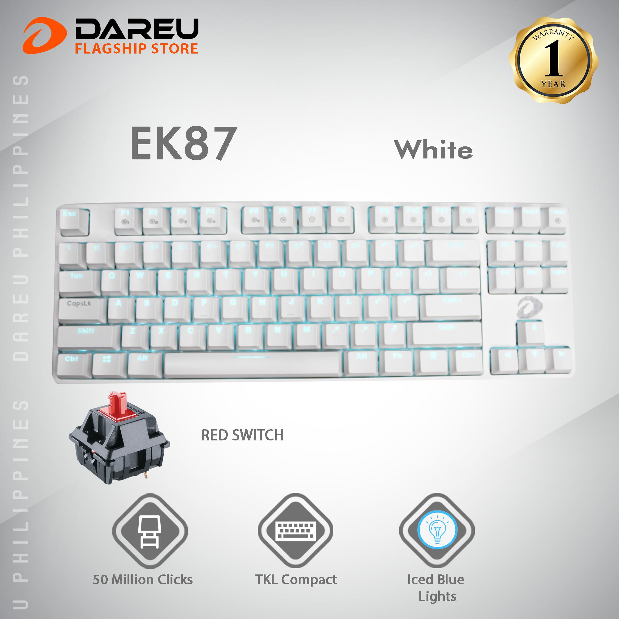DAREU EK87 WHITE MECHANICAL TKL (RED SWITCH) KEYBOARD | 6 MONTHS WARRA ...