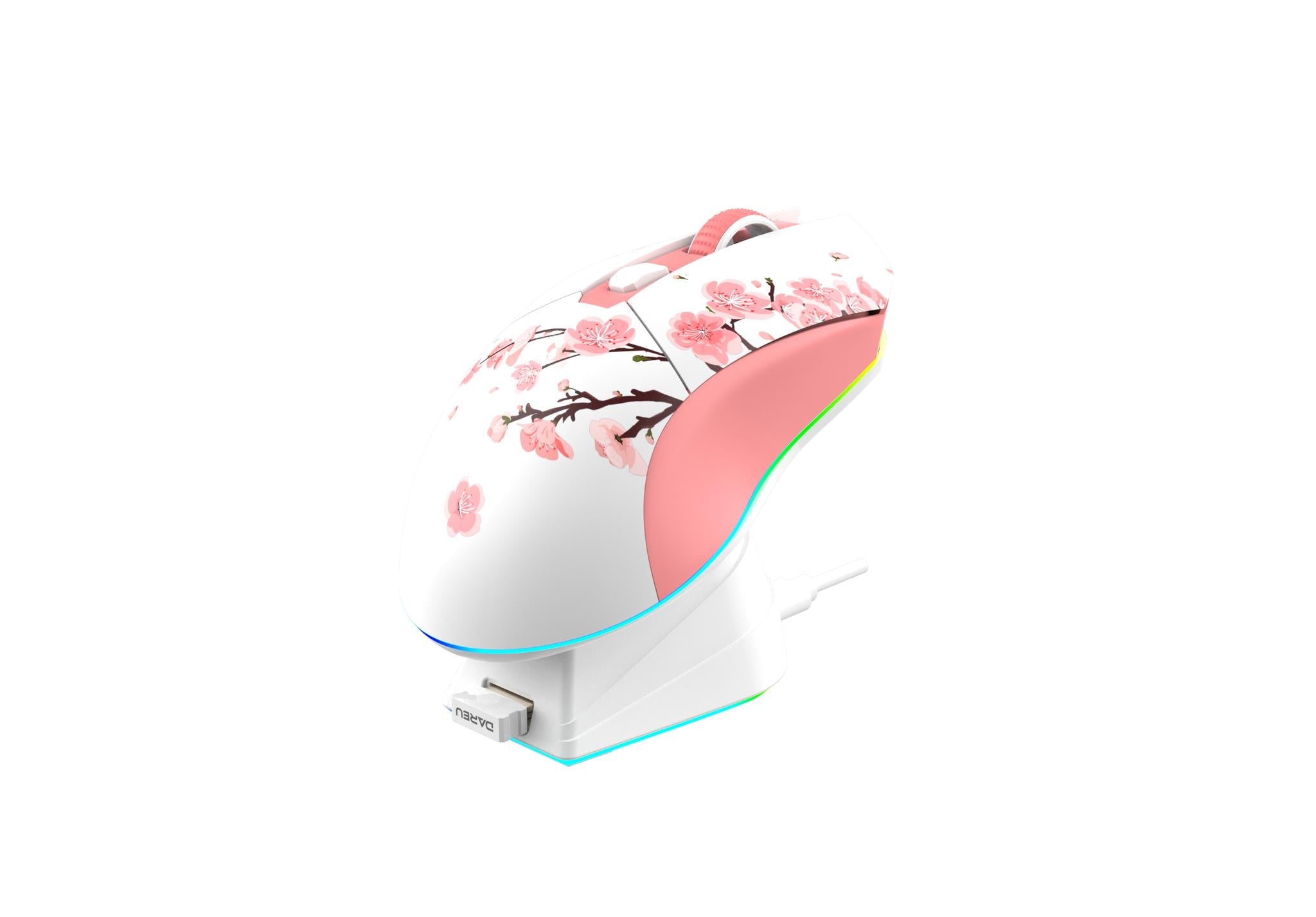 DAREU EM901X SAKURA PINK RGB WITH DOCK WIRELESS GAMING MOUSE | 6 MONTH ...