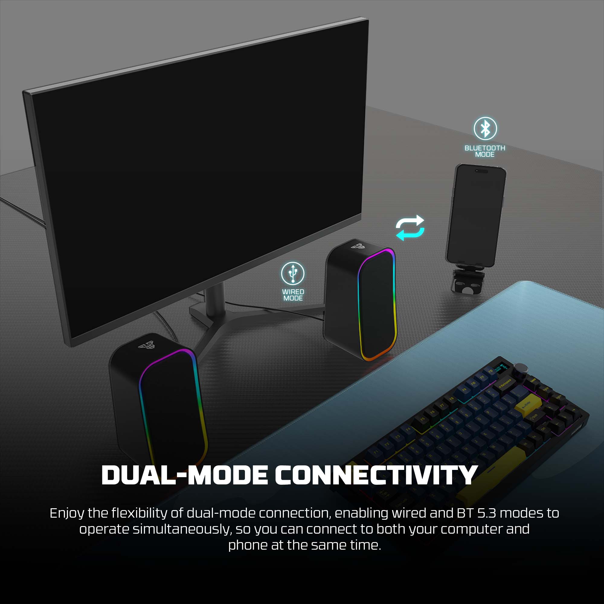 FANTECH GS304 |GROOVE | BLACK | BLUETOOTH & WIRED | RGB LIGHTING | 2 ...
