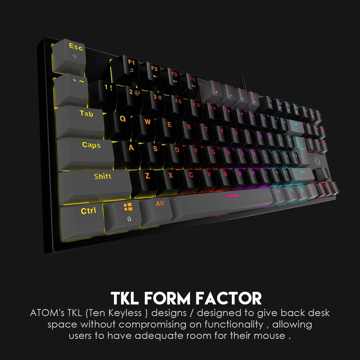 FANTECH MK876 ATOM BLACK TKL MECHANICAL KEYBOARD | DOUBLE INJECTION KE ...