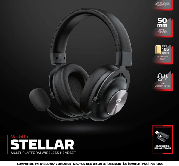 FANTECH WHG05 STELLAR | QUAD MODE | BLACK | BT / 2.4GHZ WIRELESS / WIR ...