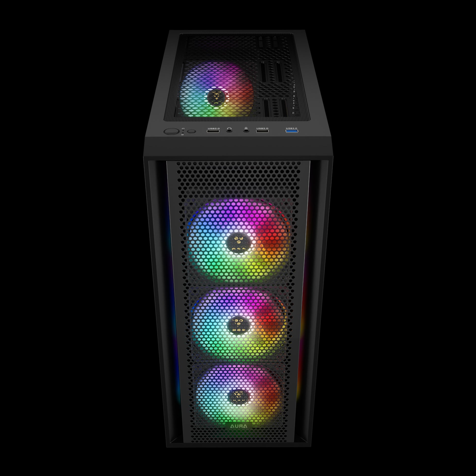 GAMDIAS GC2 ELITE BLACK | PREFORATED RGB MID-TOWER CASE | MESH FRONT P ...