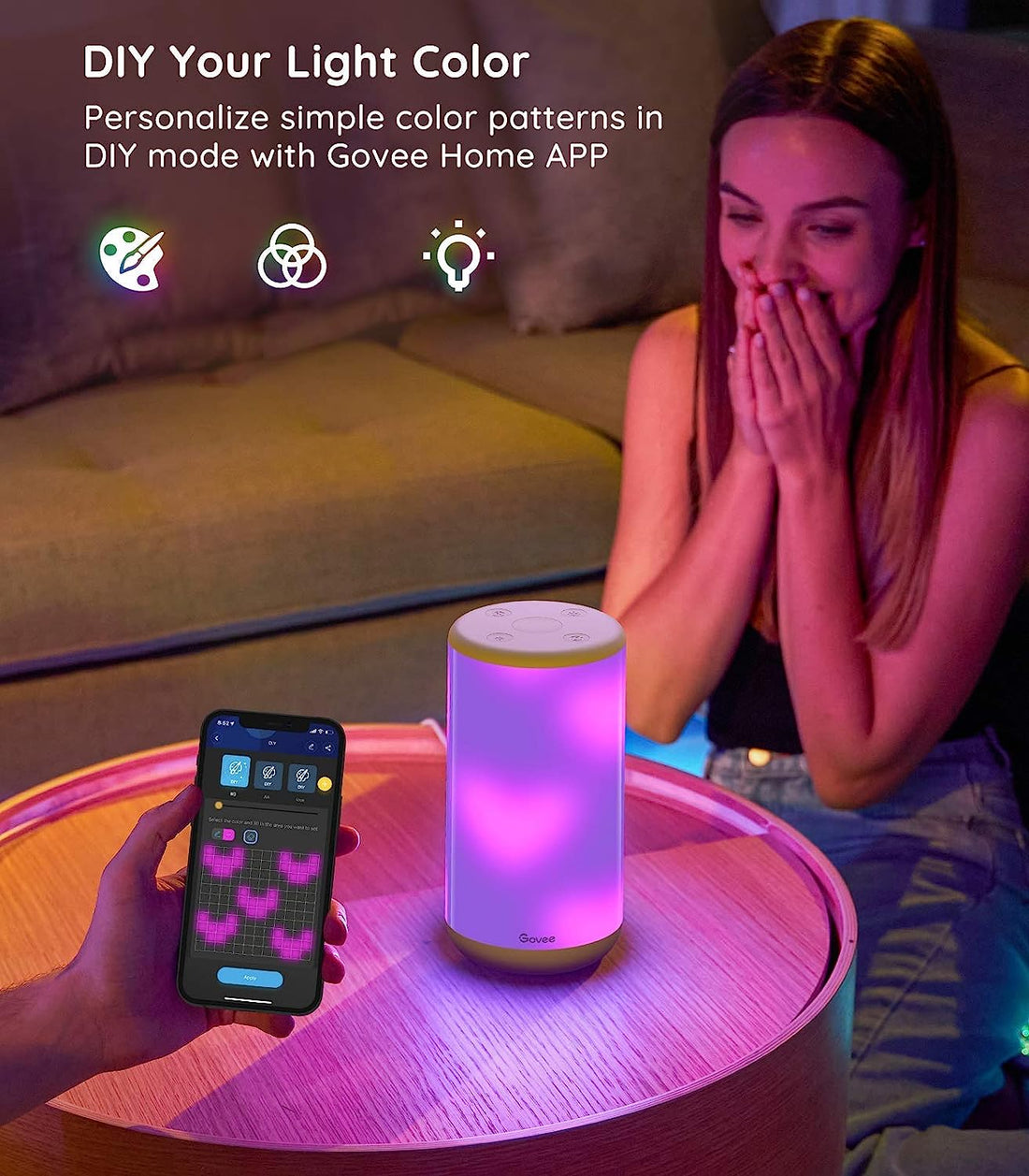 GOVEE H60521D1-OF-LA | SMART LAMP | LED | MUSIC SYNC | 43 SCENE MODES ...