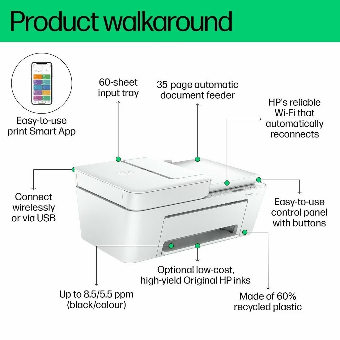 HP DESKJET IA 4275 PRINTER | PRINT, COPY, AND SCAN WITH ADF | WIRELESS ...