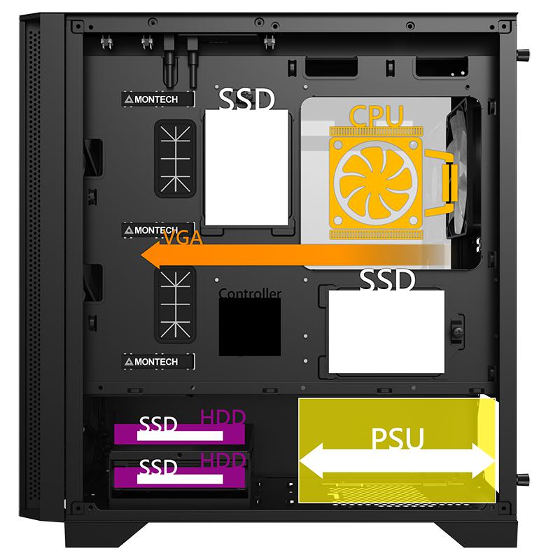 MONTECH AIR 100 ARGB BLACK MATX WITH 4X ARGB FAN CASE – Makotek ...