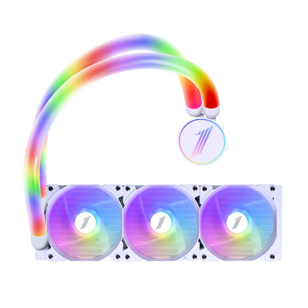 1STPLAYER MOTHRA MT360 WHITE AIO W/ ARGB DYNAMICPIPE LIQUID CPU COOLER ...