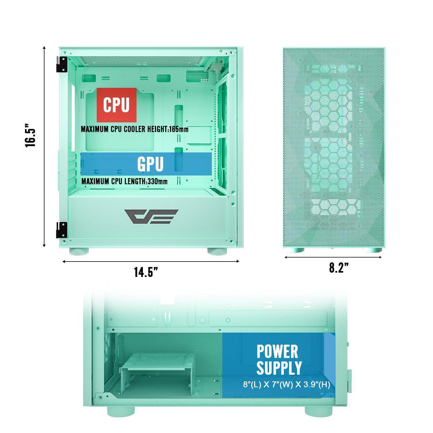 DARKFLASH DLM21 M-ATX GAMING NEO MINT PC CASE – Makotek Computer Sales Inc