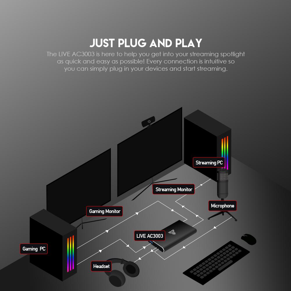 FANTECH AC3003 LIVE VIDEO CAPTURE CARD GAMING CAPTURE CARD – Makotek ...