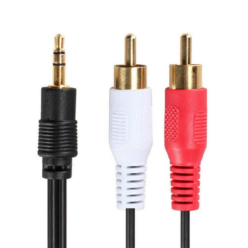 RCA 1X2 HIGH QUALITY 3.5MM JACK PLUG MALE TO 2 RCA STEREO AUX AUDIO 5M ...